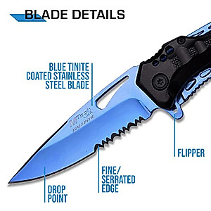 Tac-Force MT-A705BL spring Assisted Tactical Folding Knife, 4.5-inch Closed