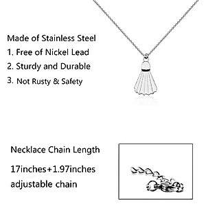 FUSTMW Badminton Necklace Badminton Racket Pendant Gifts Sports Ball Inspirational Gifts Badminton Player Gifts for Badminton Lovers (Necklace)