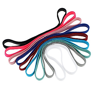 Mabor 9Pcs Thin Elastic Headbands Colored Skinny Stretchy Headbands for Women Girls Yoga Sports Hair Band with Non Slip Silicone Grip Athletic Headbands for Women Boys Kids Men