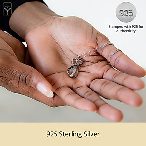 MAX + STONE 0.2 Carat White & Black Diamond Necklace for Women | Sterling Silver Diamond Pendant Necklace with Adjustable 18-20 Inch Chain | Real Diamond Heart Infinity Necklace
