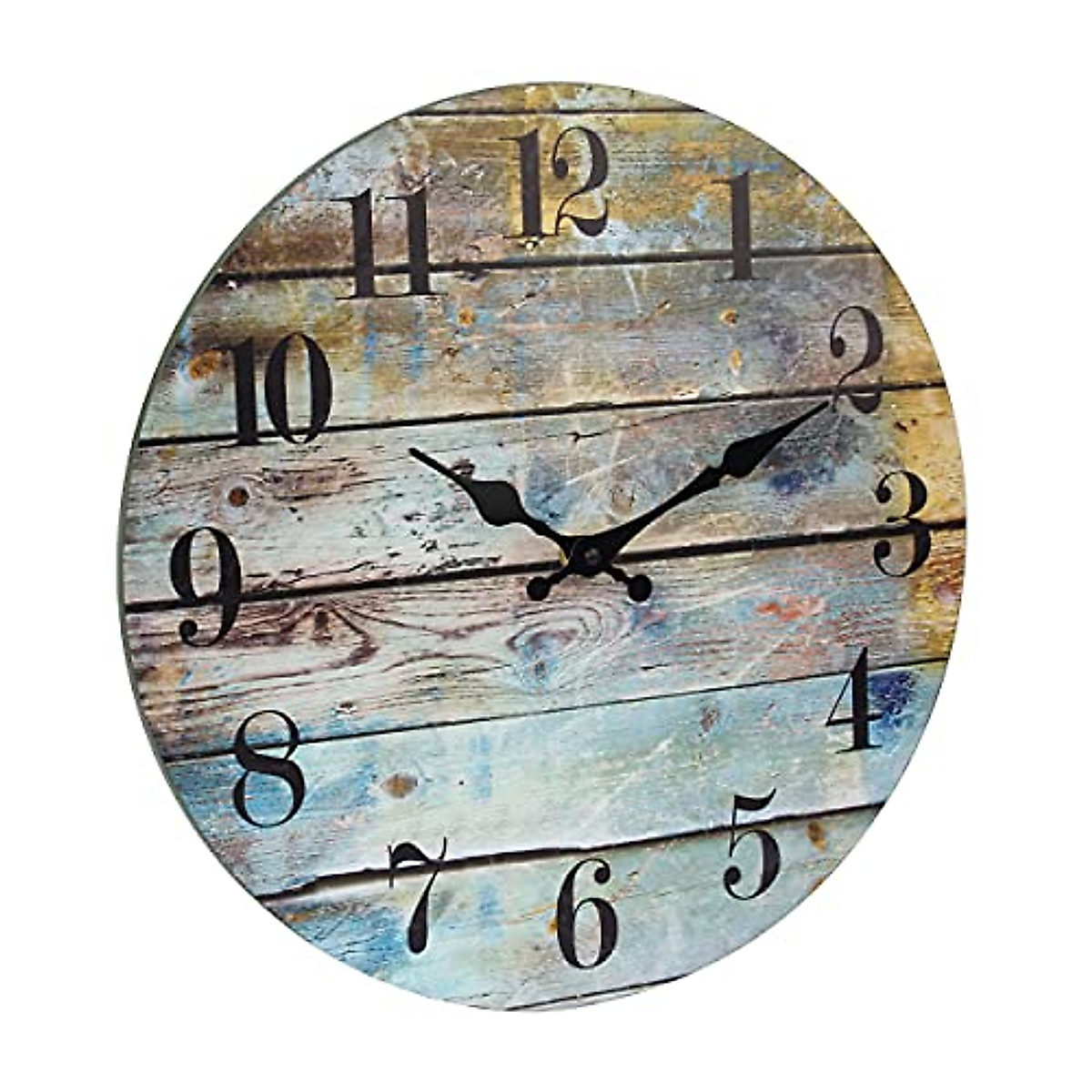 Stonebriar Vintage Farmhouse Wooden 14 Inch Round Battery Operated Hanging Wall Clock