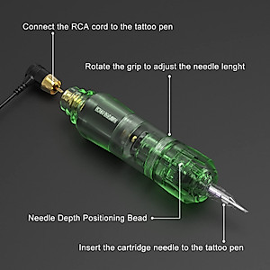 Tattoo Kit Wormhole Tattoo Rotary Tattoo Machine Kit Complete Tattoo Pen Kit 20PCS Tattoo Cartridge Needles 6PCS Tattoo Ink for Beginners and Tattoo Artists WTK159