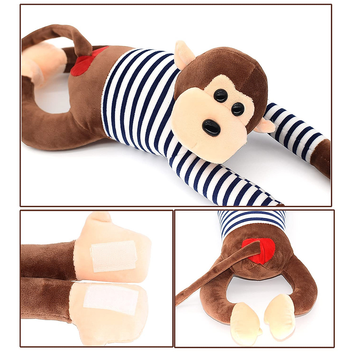 HWD Cute Long-Armed Plush Monkey Doll, 25.6'' Soft Stuffed Animals Toy Gifts for Kids, Toddler, Birthday (Brown)