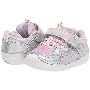 Stride Rite baby girls Soft Motion Kylo Sneaker, Silver/Multi, 4 Infant US