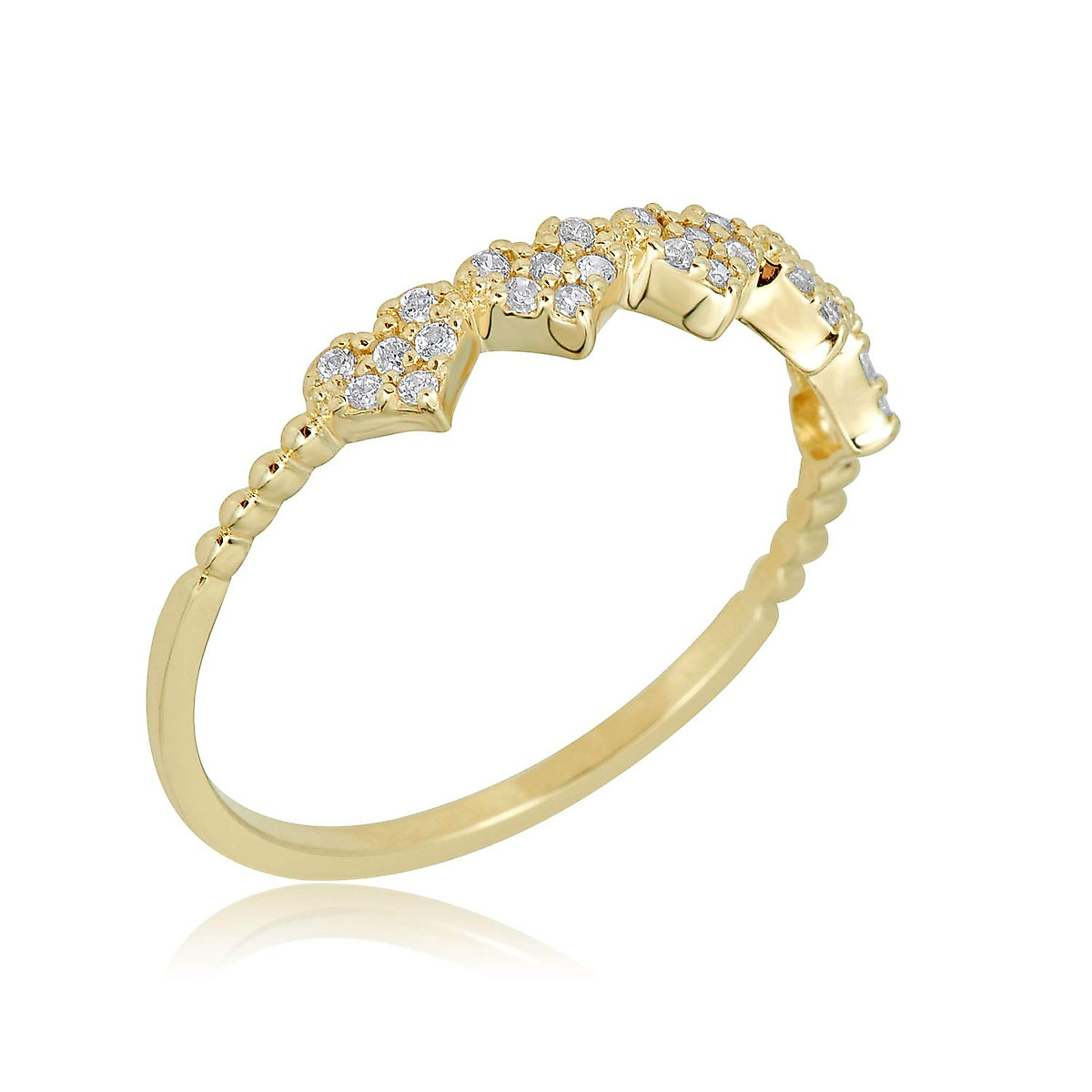 AVORA 10K Yellow Gold Simulated Diamond CZ Heart Fashion Ring - Size 7