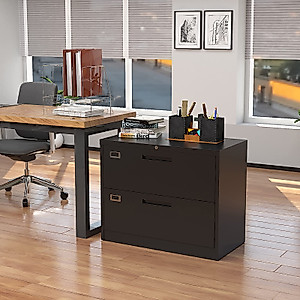 Fesbos Lateral File Cabinet with Lock, 2 Drawer Large Metal Filing Cabinet,Home Office Lockable Storage Cabinet for Hanging Files Letter/Legal/F4/A4 Size-Assembly Required