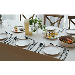 Kelenfer Silverware Set Black Flatware Set Stainless Steel 40 Pieces Cutlery Set Hammered Pattern Mirror Polished Home Hotel Use Service for 8, (KL9001)