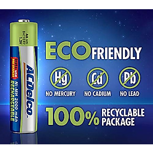 ACDelco 2-Hour Fast Battery Charger Includes AA Rechargeable Batteries and Car Adapter, 4 Count