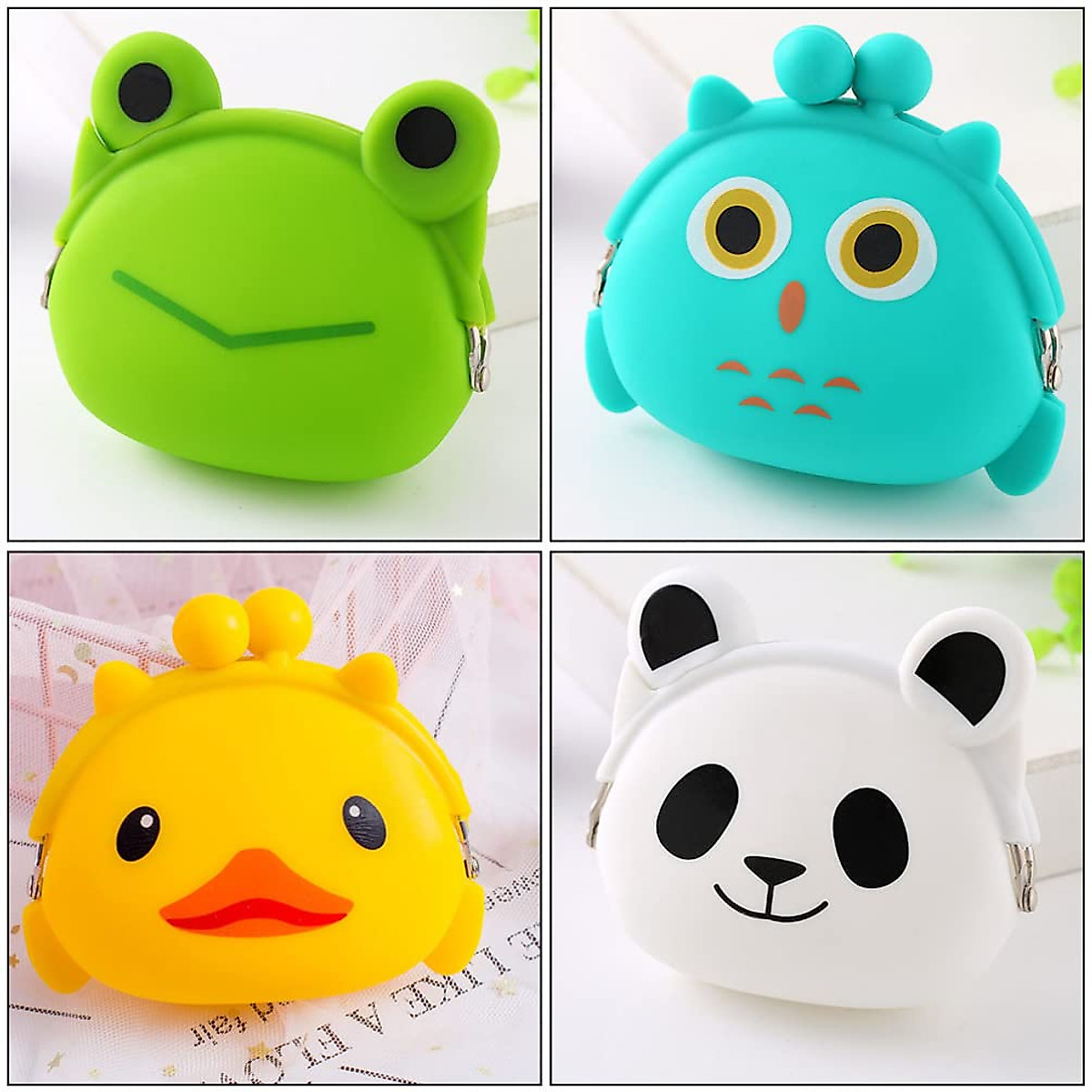 Mini Cute Silicone Coin Bag: Kids Cartoon Animal Change Pouch Small Silicone Purse for Children Toddlers Coin Change Earphone Container 4pcs Random Style