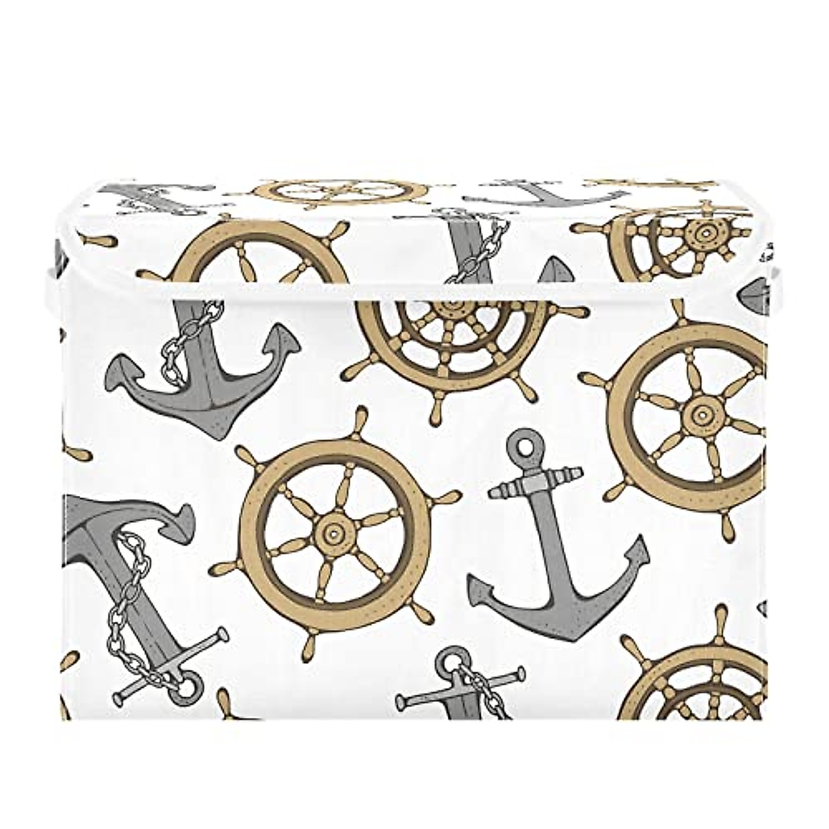 Steering Wheel Anchor Storage Bins with Lids for Organizing Lidded Home Storage Bins with Handles Oxford Cloth Storage Cube Box for Toys