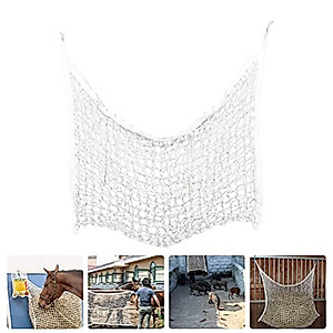 Happyyami Rabbit Hay Mesh Organizer Bags Slow Feed Hay Net Horse Feeder Full Day Hay Net Slow Feed Bag Hay Storage Pouch with Hanging Ropes for Horse Livestock 90x80cm Outdoor Products Bunny Supplies