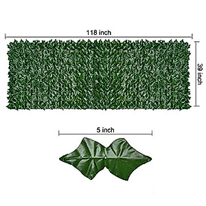 Lvydec Artificial Ivy Privacy Fence, 118" x 39" Artificial Hedges Fence and Faux Ivy Vine Privacy Screen Decoration for Outdoor Garden Porch Patio