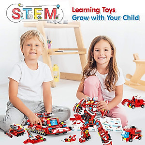 Robot Building Toys for Boys Age 6 7 8 9 10+ Year Old, 836 PCS Creative Construction Truck Blocks Toys, 35 in 1 STEM Educational Building Bricks City Fire Rescue Vehicles Kit Gift for Kids