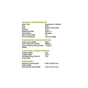 GE Lighting 65-Watt, 580-Lumen, BR40, Floodlight Bulb, Soft White - 6 Pack