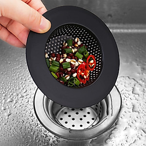 2 Pcs Black Stainless Steel Mesh Sink Drain Strainer, 4.5" Top / 3" Kitchen Filter Trap Basket, Large Food Catch for Bathroom Bathtub Wash basin Floor drain balcony RV Drain Hole Electroplated Coatin