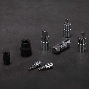 RIMKOLO 92-Piece Allen and Torx Bit Socket Set, 1/4" 3/8" and 1/2" Drive Torx/Tamper Proof Torx/Hex SAE & Metric Bit Set