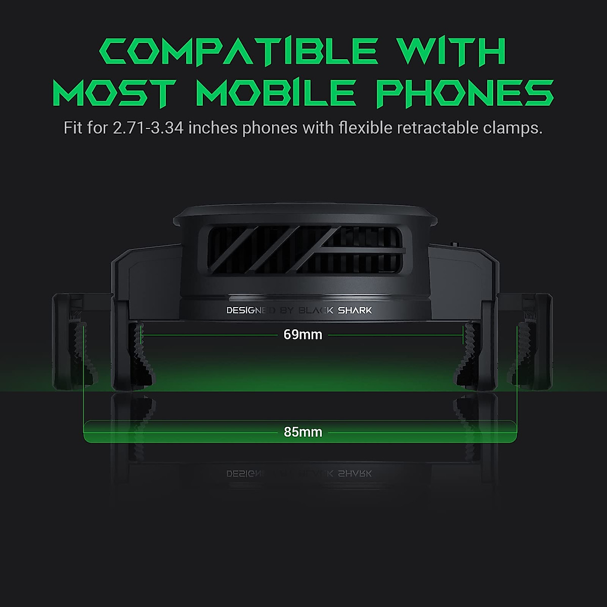 Cell Phone Cooler Black Shark Fun Cooler 2Pro, Cellphone Radiator with LED Temperature Display/Sleep Timer/Fan Speed Settings for 2.63-3.46 inches iOS/Android Semiconductor Heatsink Cooling