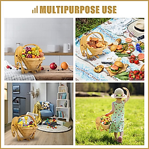 MYOSOTIS Foldable Fruit Basket Collapsible Bamboo Fruit and Veggie Basket,Fruit Bowl Holder Dried Fruit Basket Fo rChristmas Holiday Party (Elephant)