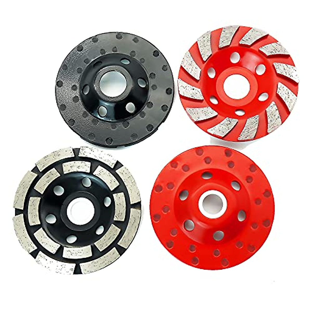 OKVEQUIP 2PACK 4Inch Diamond Cup Grinding Wheel Concrete Sanding Discs 12 Segments Heavy Duty Angle Grinder Wheels forGrinder Polishing Masonry Angle Grinding(Black and RED)