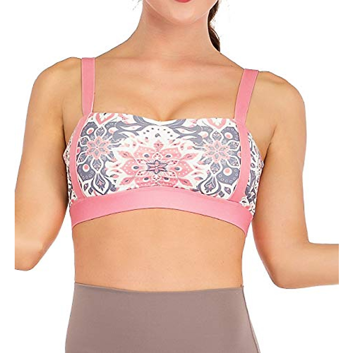 Chisportate Women's Sports Bra Medium Impact Padded Bra Comfort Yoga Bra Workout Tops for Running Gym Activewear