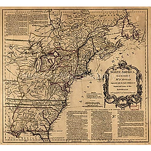 1755 Map| North America| North America Map Size: 22 inches x 24 inches |Fits 22x24 siz