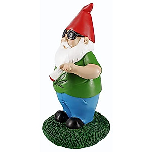 Gnometastic Smoking Gnome Garden Statue, 8.5in - Indoor or Outdoor Funny Garden Gnome Statue, Polyresin