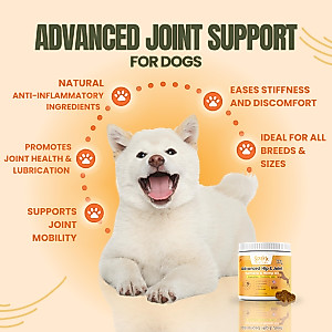 Joint Support Chews for Dogs - Advanced Dog Hip & Joint Relief Supplement for Small to Large Breeds, 120 Count Flavor Soft Chews with Glucosamine, Chondroitin, Turmeric & Hemp Oil - Made in USA