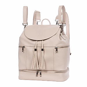 Citi Collective Journey Pearl Vegan Leather Diaper Bag Backpack | Elegant, Multifunctional, Travel Diaper Bag with Changing Pad, Stroller Straps & Insulated Bottle Pockets.