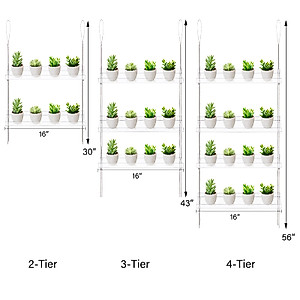 Sumerflos 2-Tier Acrylic Plant Shelves for Window of Kitchen, Bedroom, Living Room, 16 Inch Window Wall Flower Double Hanger Boxes, Height Adjustable Hanging Shelves for Indoor Plants, Succulents