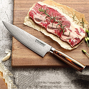 Ytuomzi Razor-Sharp Chef Knife, 8-inch High Carbon Stainless Steel Chef's Knife for Home Kitchen & Restaurant, 8" Chef Kitchen Knife with Sheath & Gift Box, Ergonomic Handle