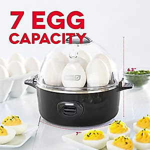 Dash Express Electric Egg Cooker, 7 Egg Capacity for Hard Boiled, Poached, Scrambled, or Omelets with Cord Storage, Auto Shut Off Feature, 360-Watt, Black