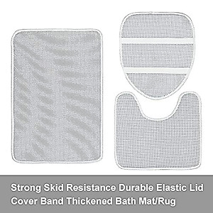 Uspring 4 Pcs Merry Christmas Shower Curtain Sets with Non-Slip Rugs, Bath Mat, Toilet Lid Cover and 12 Hooks, Xmas Tree Ball Snowflake Red Shower Curtain for Christmas Decoration