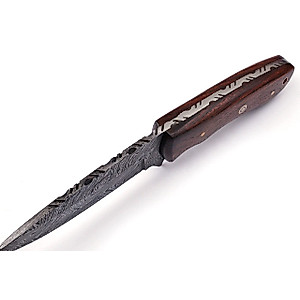 Grace Knives Handmade Damascus Steel Hunting Knife Fixed Blade Knife 8.5 Inches with Leather Sheath G-151