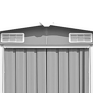CHARMMA Outdoor Garden Storage Shed with Sliding Doors and Vents Galvanized Steel Outdoor Tool Shed Pool Supplies Organizer Gray for Patio, Backyard, Lawn 9'x32'x6' (W x D x H)