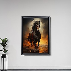 Majestic Black Stallion Galloping In The Clouds, Black Horse On Salt Flats, Canvas Print, Black Horse Print, Black Horse Wall Art, Wall Art, Art Decor