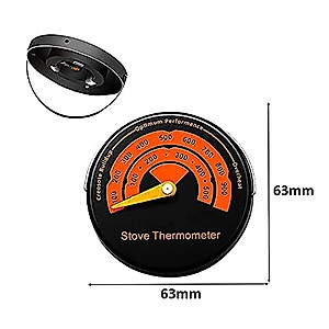 COMBIUBIU Wood Stove Fan Heat Powered 2 Blade Fireplace Fan with Magnetic Thermometer No Electricity Required,Silent Operation,Stove Fan for Gas/Pellet/Wood Burning Stove Accessories