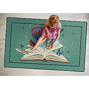 Flagship Carpets Explore Through Reading Children's Educational Area Rug for Kids Bedroom Mat, Home Play Room or Classroom Carpet, 3' x 5', Multicolor