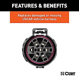 CURT 56229 Replacement USCAR Connector Wiring Harness, 24-Inch Wires, 7 Pin Trailer Wiring , Black
