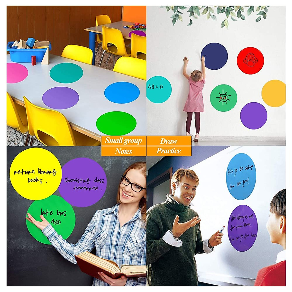 30 x PCS Floor Dots 4 Inch Removable Multicolor Vinyl Stickers for Preschool and Kindergarten Elementary Teacher - Removable Line Marker for Classroom - Social Distancing