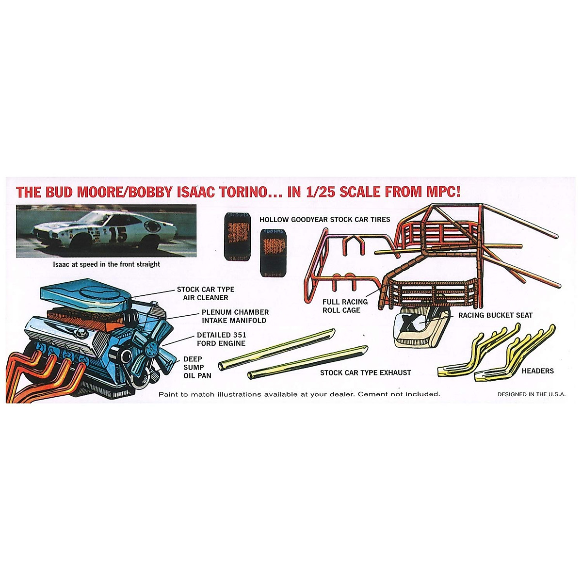 C.P.M. MPC MPC839 1:25 Scale Bobby Isaac Ford Torino Stock Car Model Kit