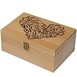 EXISTING Wooden Memory Keepsake Box, Floral Heart Engraved Keepsake Boxes with Lids, Memory Box for Keepsakes for Anniversary, Wedding, Memory, Birthday, Valentines Day, Wood Box for Office or Home