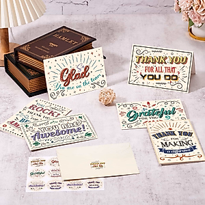 24 Employee Appreciation Cards - Thank You Cards with Envelopes & Stickers 6 Designs Colorful Encouragement Cards for Hand Written 4’’ x 6’’ Gratitude Cards for Appreciation Recognition Team Staff