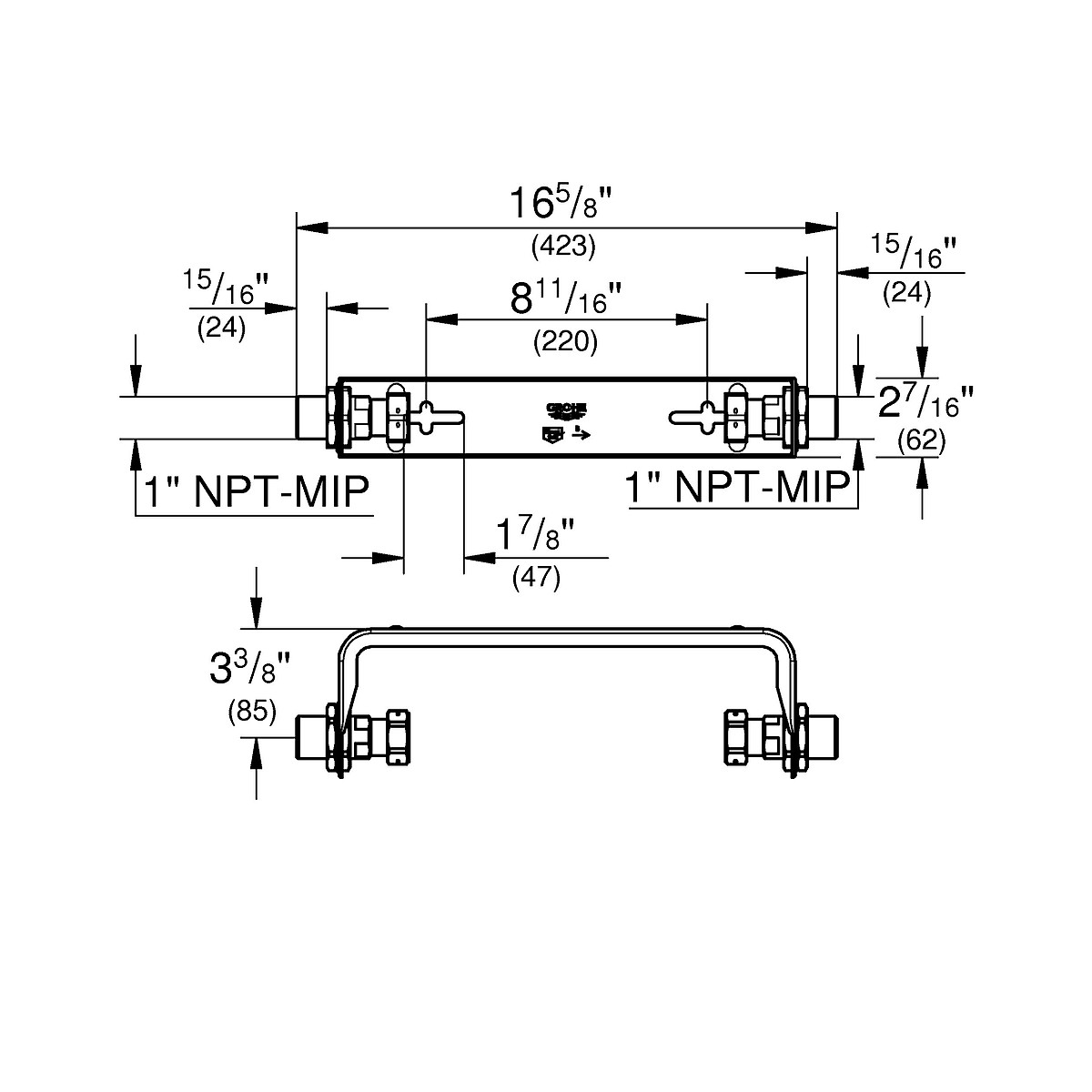 Grohe 22603000 Sense Guard Wall Mounting Set, Unfinished