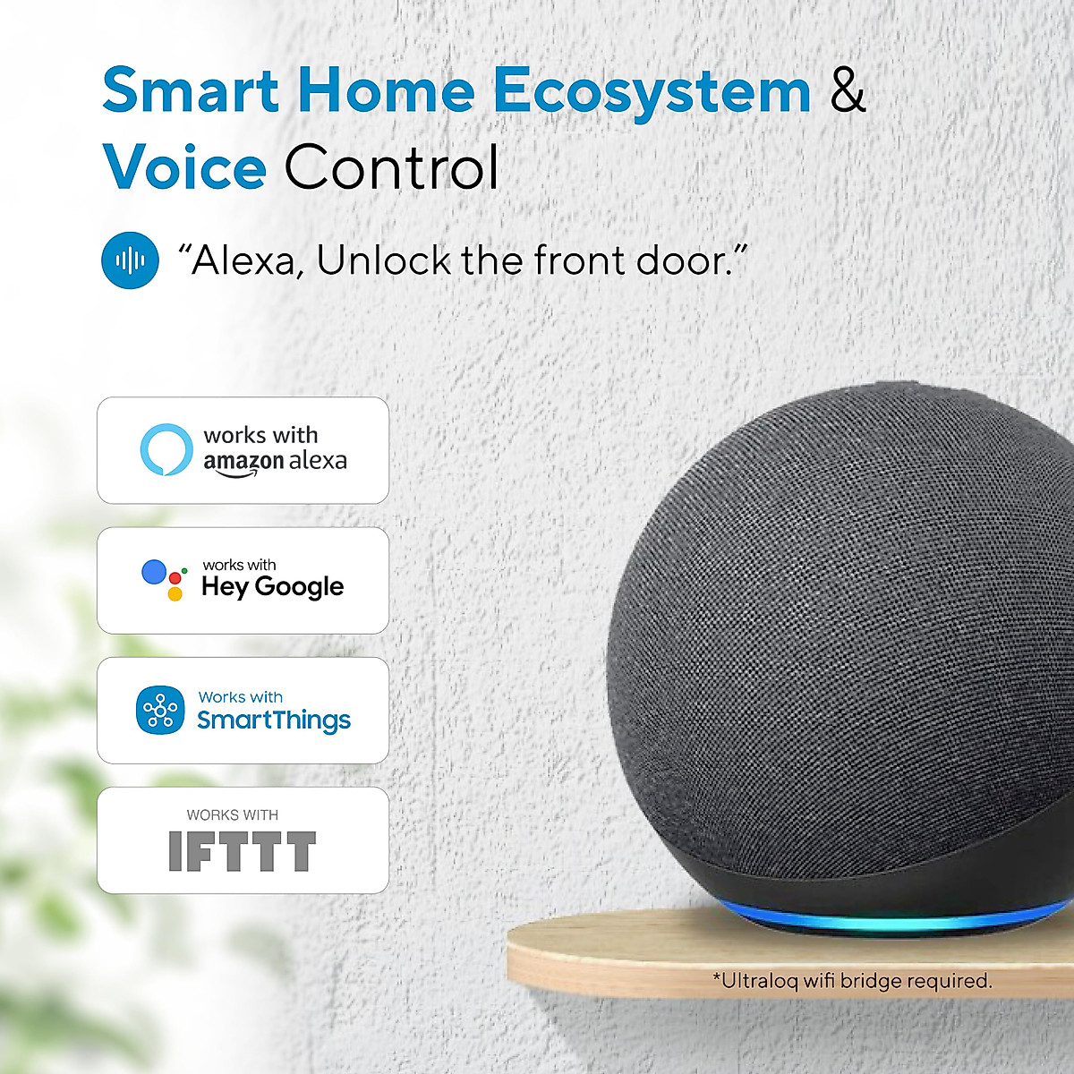 Smart Lock, ULTRALOQ U-Bolt 5-in-1 Keyless Entry Door Lock with Smartphone, Bluetooth, Keypad, Auto Unlock, Smart Door Lock, Smart Deadbolt, Front Door Lock, ANSI Grade 1 Certified - Black