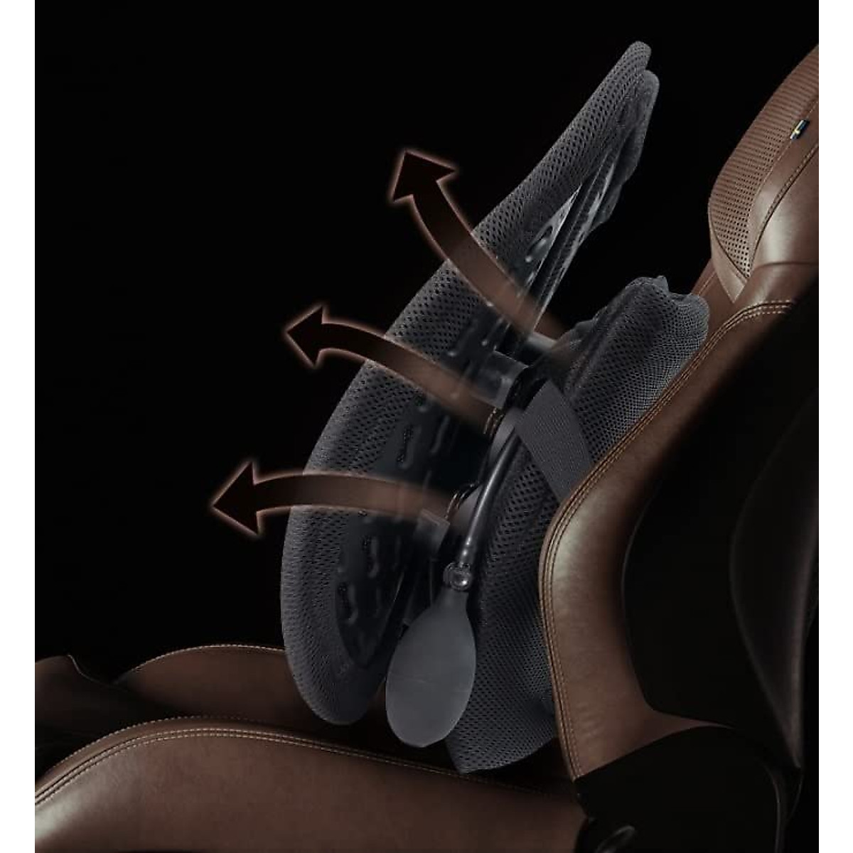 QINERSAW Ergonomic Cushion, Memory Foam Office Lumbar Pillow, 5-Speed Adjustable Base Back Support Cushions with Telescopic Straps & Airbag Adjustment, for Office Chair