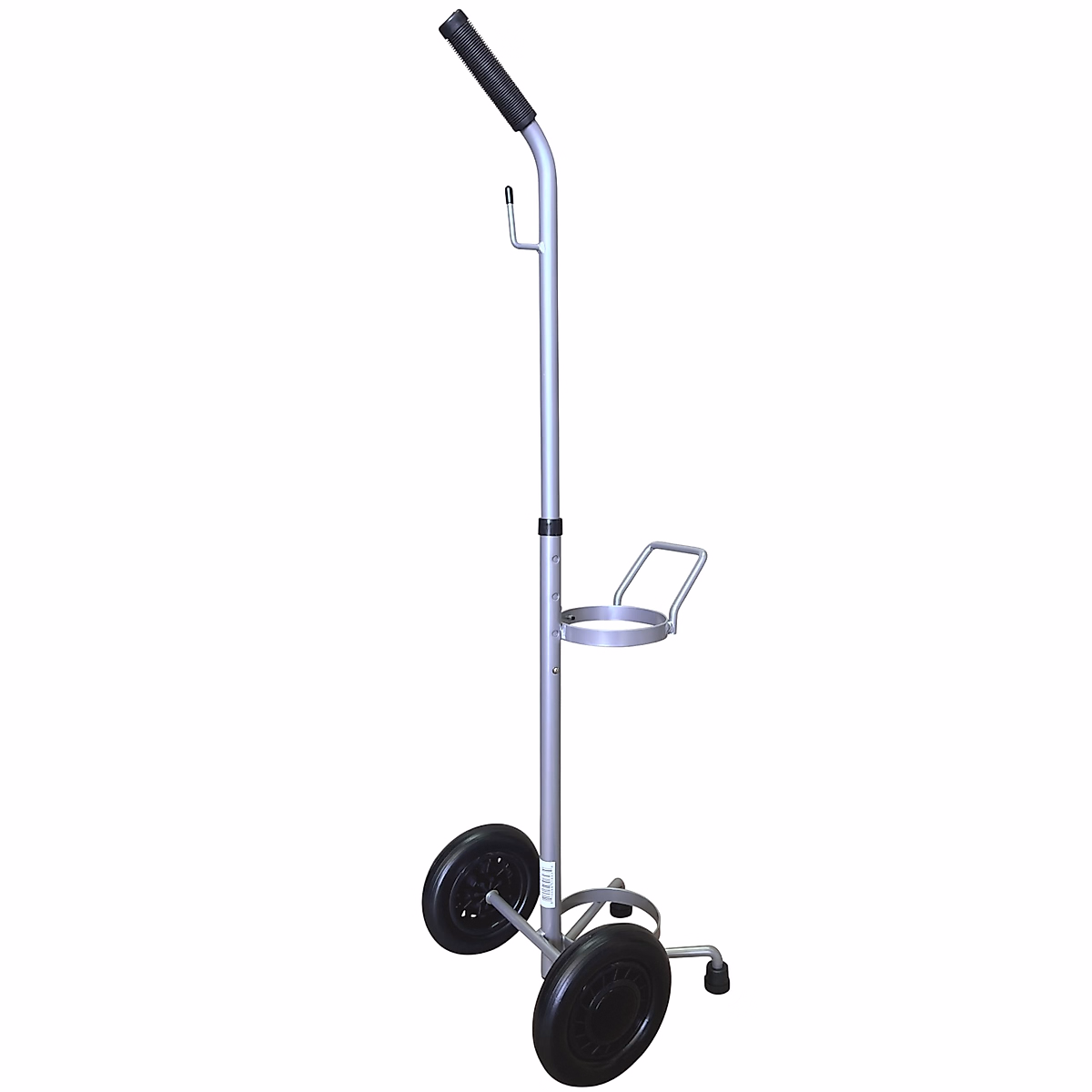 ResOne Lightweight Single D/E Oxygen Cylinder Cart, Adjustable Handle, Durable Powder-Coated Finish, Portable Oxygen Tank Cart with Wheels, Holds 1 D Size or E Size Cylinder, Medical Oxygen Transport