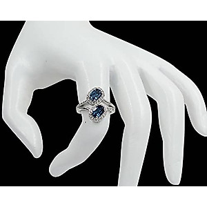 925 Sterling Silver Natural 7X5 MM Oval Cut London Blue Topaz Gemstone Solitaire Ring Women Jewelry December Birthstone Promise Ring For Love and Friendship Gift (Rose Gold Rhodium Plated Silver, 11)