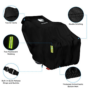 WardWolf Snow Blower Cover, Fit Most Electric Two Stage Snowblowers, 600D Heavy Duty Universal Snow Thrower Cover Waterproof, Windproof, Sunproof with Air Vent and Buckle Strap, Black