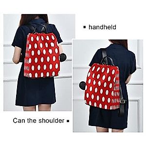 ALAZA Red White Polka Dot Women Backpack Anti Theft Back Pack Shoulder Fashion Bag Purse