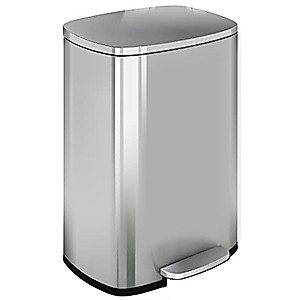 HCY Kitchen Trash Can Stainless Steel Metal Lid Step Can Garbage Can with Removable Plastic Inner Bucket Waste Bin for Office Kitchen Living Room Bathroom Bedroom 13 Gallon 50 Liter